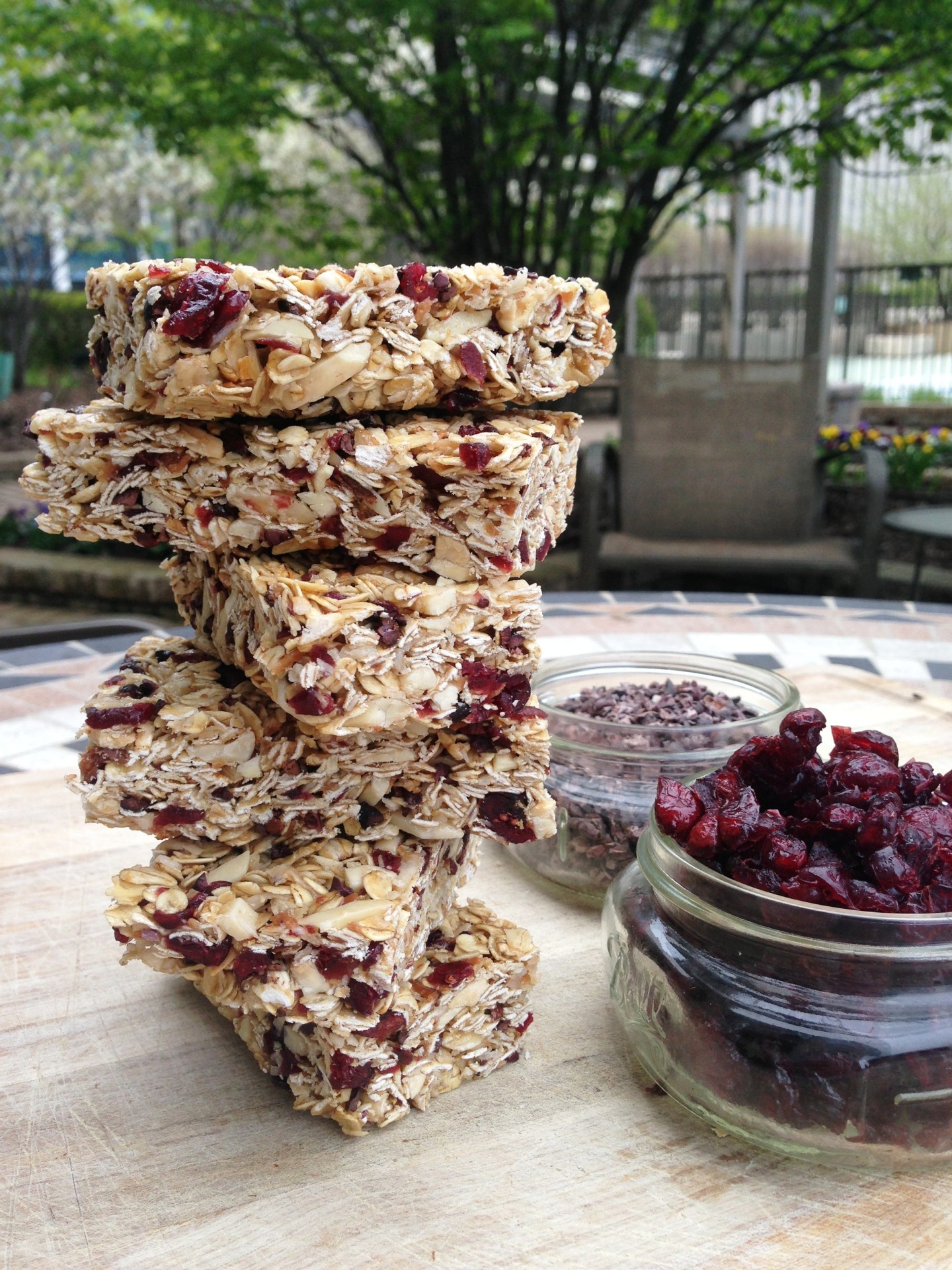 Cranberry Almond Cocoa Nib Granola Bars | Roxana's Kitchen