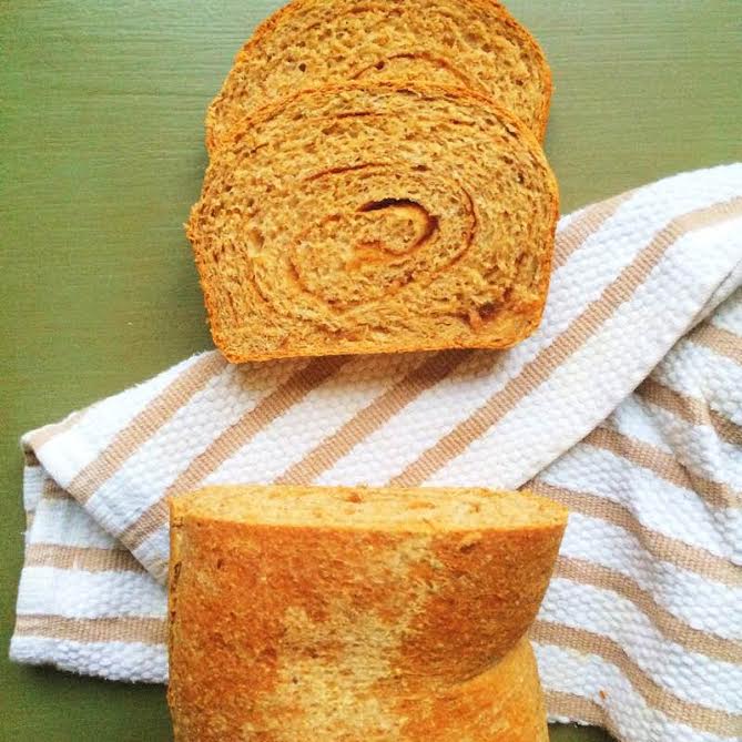 Whole Wheat Cinnamon Swirl Bread with Rye and Flaxseed | Roxana's Kitchen