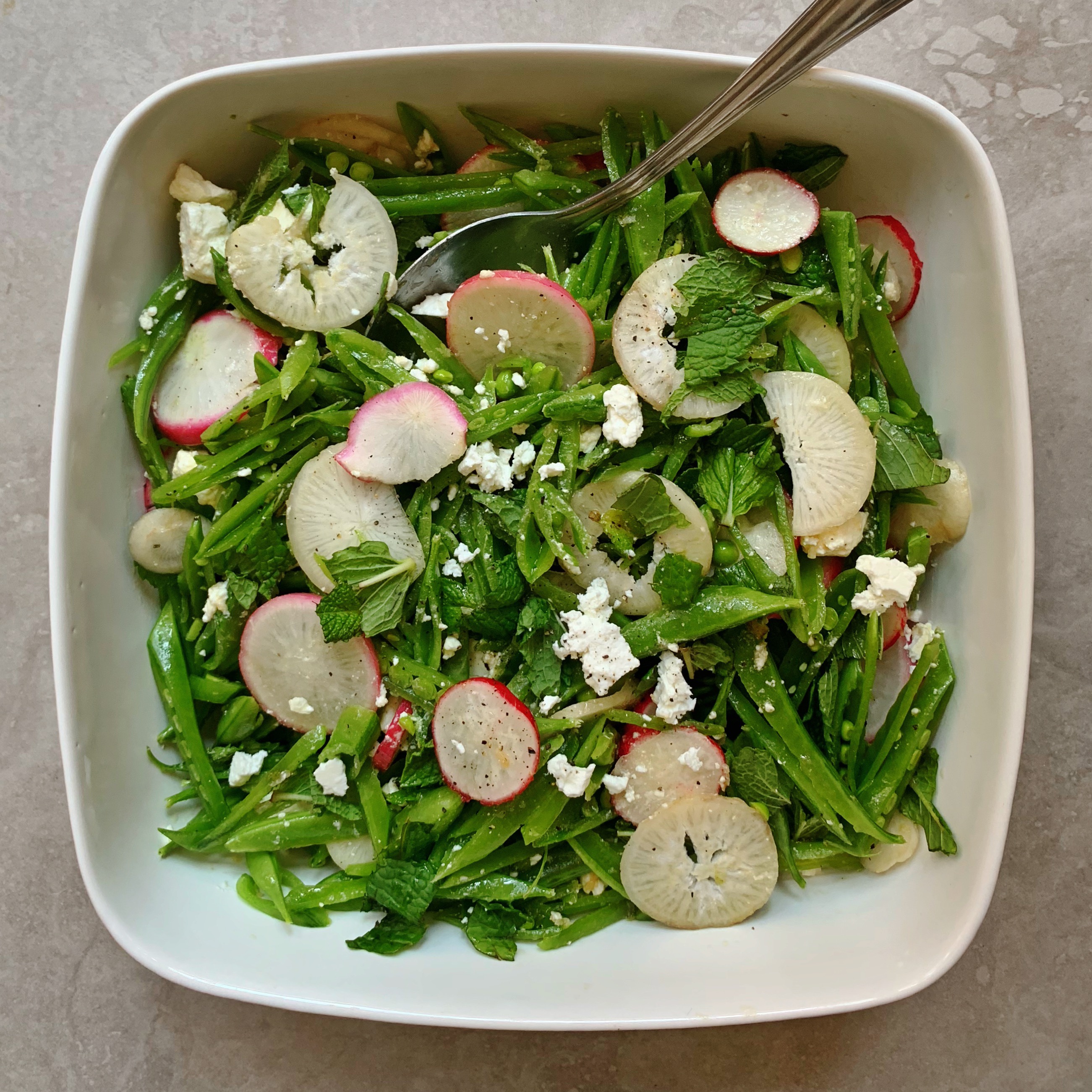 Snap Pea Salad with Radish, Mint and Feta | Roxana's Kitchen